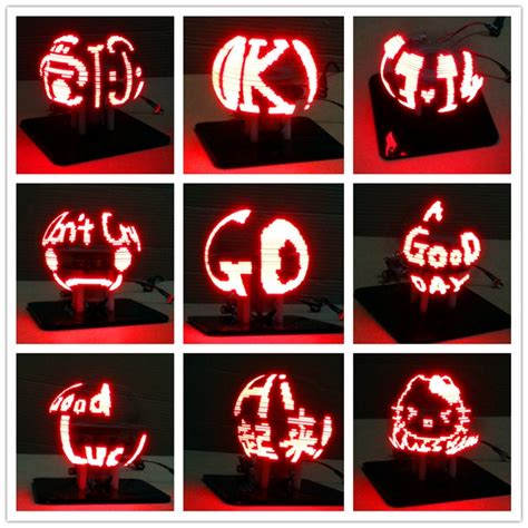 Diy Rotating 56 Leds Pov Clock Parts Red Pov Led Parts Kit Unfinished Ttl Serial Downloader