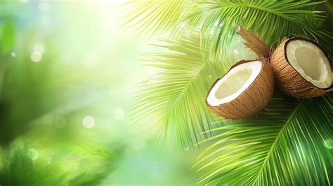 Premium Photo Coconut Tree With Realistic Green Abstract Background