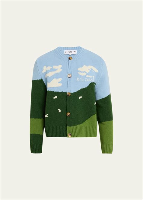 Ss Daley Mens Edgar Landscape Wool Cardigan In Multi Modesens
