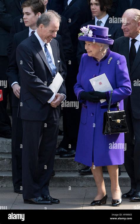 Queen Elizabeth II And David Armstrong Jones Leave After A Service Of Thanksgiving For Lord