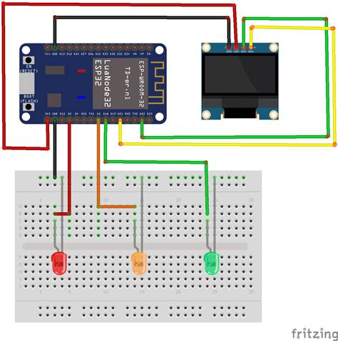 feu de circulation avec afficheur ssd1306 contrôlé par esp32