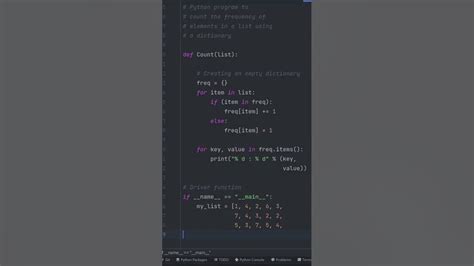 Python Program To Count The Frequency Of Elements In A List Using A Dictionary Shorts