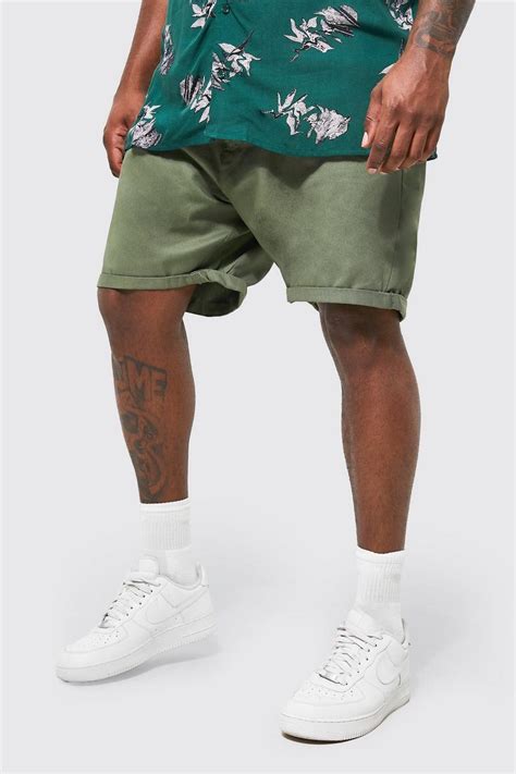 Plus Slim Fit Chino Shorts Boohoo Uk