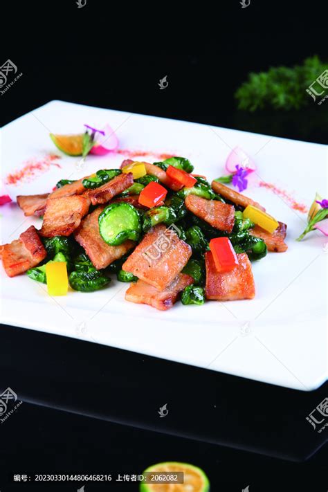 泡瓜炒咸肉中国菜系食品餐饮摄影素材汇图网