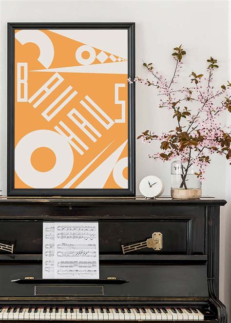 Bauhaus Sharp Angled Letters Orange Print Inkanddrop
