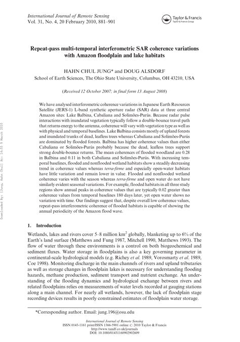 Pdf Repeat Pass Multi Temporal Interferometric Sar Coherence