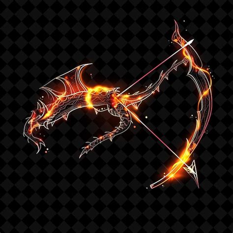 Premium Psd Legendary Bow 32 Bit Pixel With Dragon Design And String