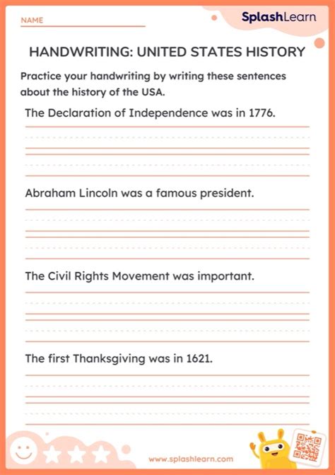 Handwriting United States History Ela Worksheets Splashlearn