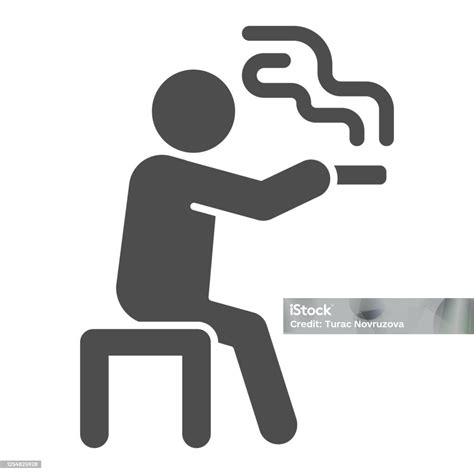 남자는 벤치에 앉아 단단한 아이콘 흡연 개념 흰색 배경에 흡연 영역 표지판 모바일 및 웹 디자인을위한 글리프 스타일의 앉아 흡연자 실루엣 아이콘을 연기 벡터 그래픽 0명에