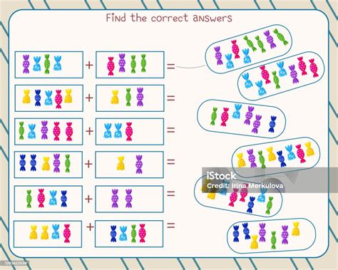 아이들을위한 수학 게임 사탕을 접어 정답을 찾으십시오 0명에 대한 스톡 벡터 아트 및 기타 이미지 0명 곱셈 교실 Istock