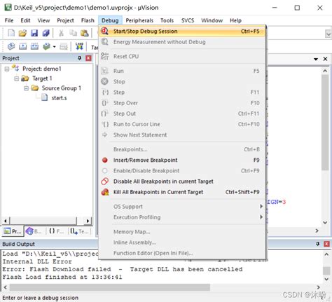 Keil5仿真调试错误error：flash Download Failed Target Dll Has Been Cancelled