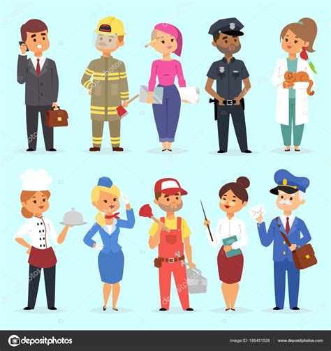 Personas Diferentes Profesiones Vector Ilustración Éxito Trabajo En