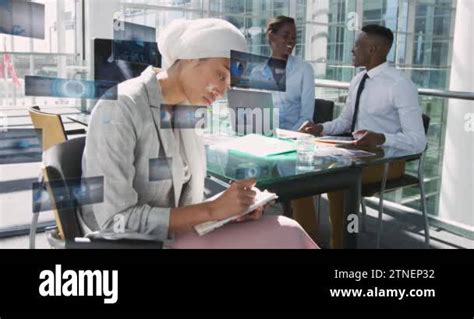 Animation Of Graphs Radars And Computer Language Diverse Coworkers Working And Using