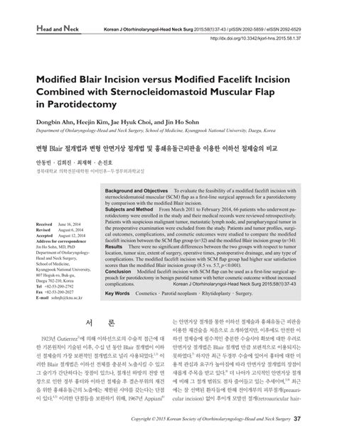 Pdf Modified Blair Incision Versus Modified Facelift Incision