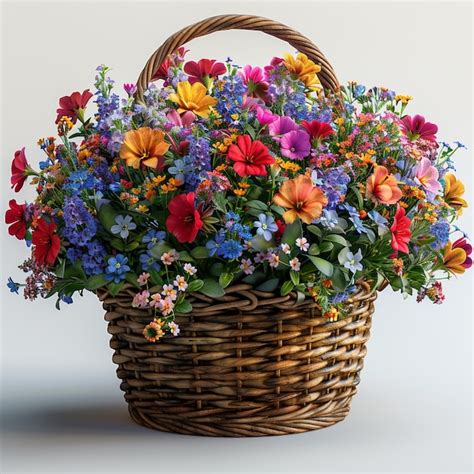 Multiple Colour Beautiful Flower Basket Premium Ai Generated Image