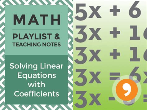 Solving Linear Equations With Coefficients Playlist And Teaching Notes Teaching Resources
