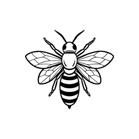 Bee Line Art Vector Premium AI Generated Vector