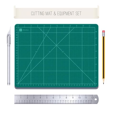 Premium Vector Cutting Mat And Equipment Set