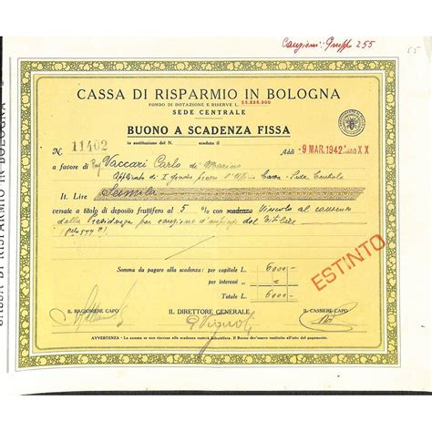 Cassa Di Risparmio In Bologna Titolo Finanziario Storico Scripomuseum