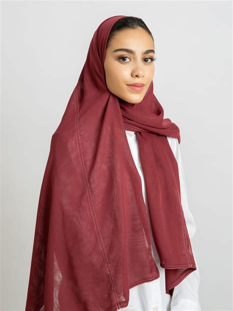 Kaafmeem Latest Abayas Clothing And Tarha Red Abstract Voile Tarha