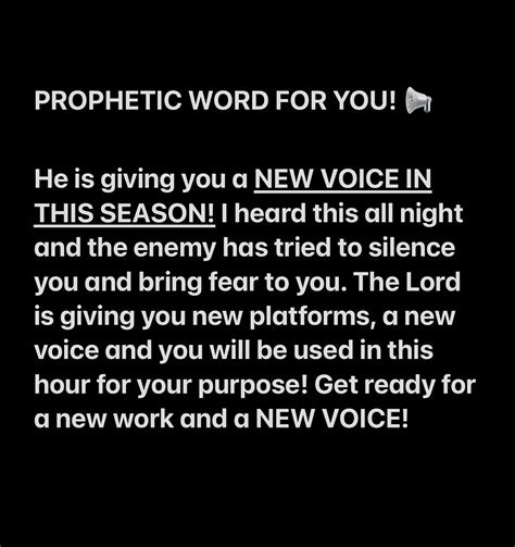 Prophetic Word For You The Lord Is Giving You A Voice I Heard The