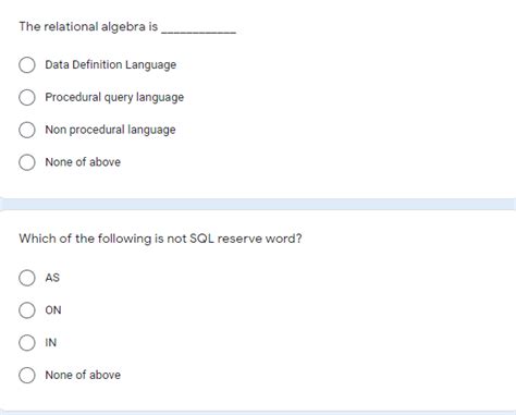 Solved The Relational Algebra Is Data Definition Language