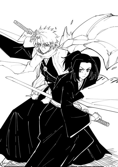 Toshiro Hitsugaya And Kurosaki Karin Bleach Animated World