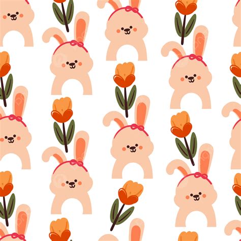 귀여운 토끼와 꽃 원활한 패턴 벡터 원활한 패턴 토끼 꽃 Png 일러스트 및 벡터 에 대한 무료 다운로드 Pngtree