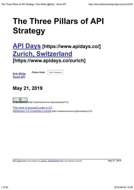 Apidays Zurich 2019 The Three Pillars Of Api Strategy Erik Wilde Goodapi Pdf
