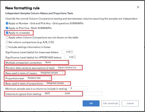 How To Replicate Spss Custom Tables Significance Tests Displayr Help