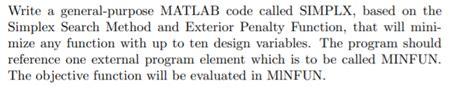 Solved Write A General Purpose MATLAB Code Called SIMPLX Chegg