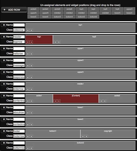 widget positions
