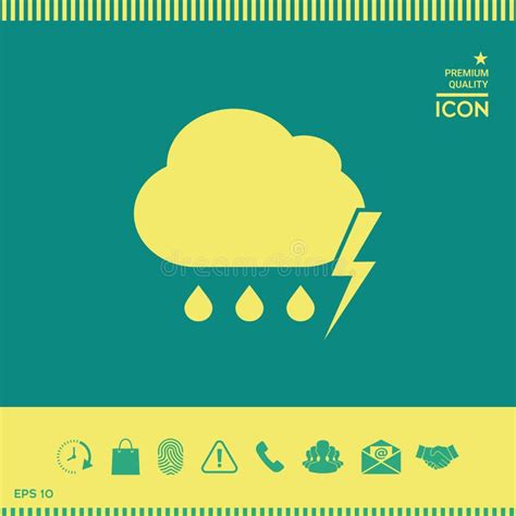 Cloud Thunderstorm Lightning Rain Icon Stock Vector Illustration Of