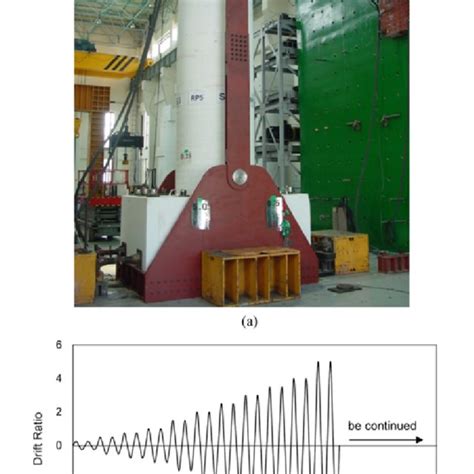 quasi static loading test a test set up b lateral loading history