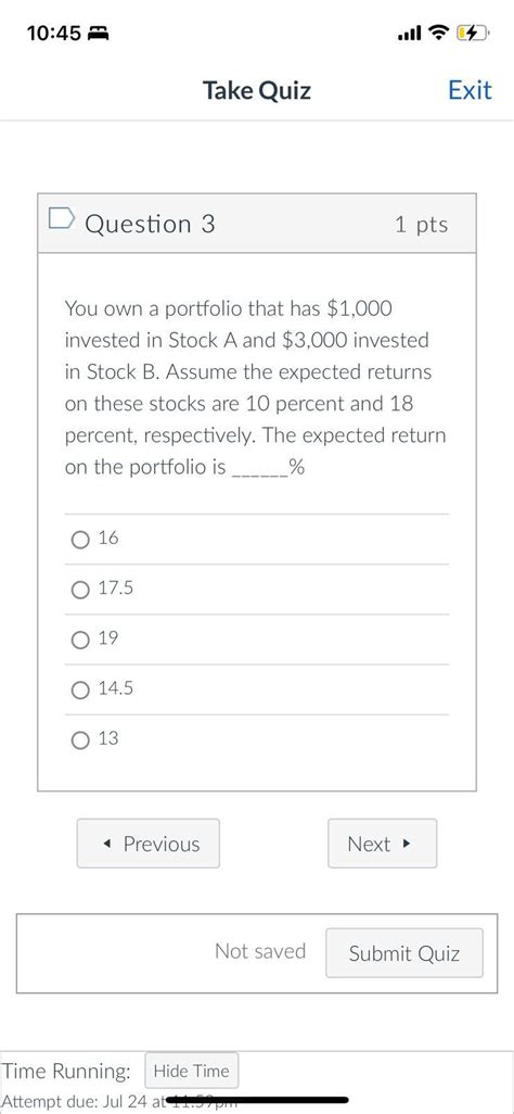 Solved You Own A Portfolio That Has 1000 Invested In Stock