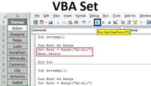 Vba Set How To Use A Set Keyword In Vbawith Examples