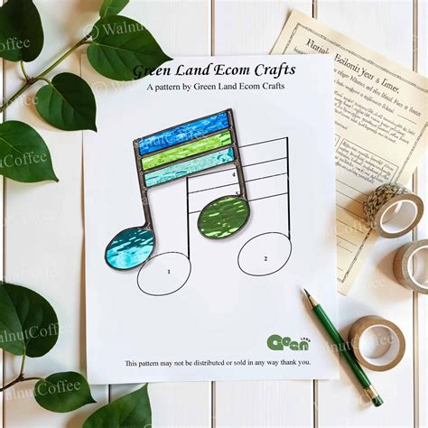 Music Note Stained Glass Pattern Digital Download Musician Stained