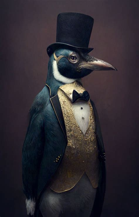 Dapper Penguin In Victorian Attire