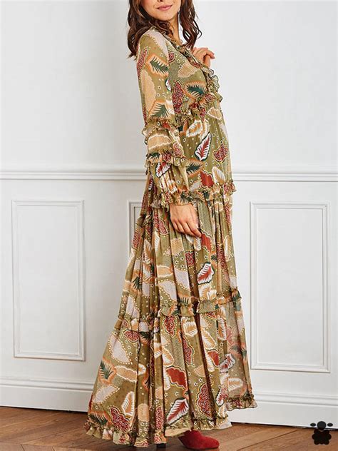 Vestido boho chic largo oliva Ángela Oveja Bohemia