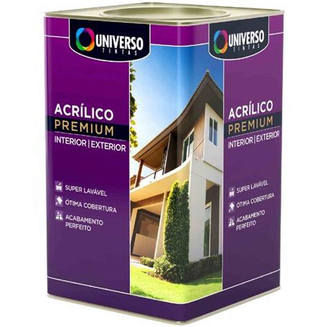 Tinta Acrilica Latex Fosco Premium Branco Neve 18l Universo Tinta para Parede Madeira Aço