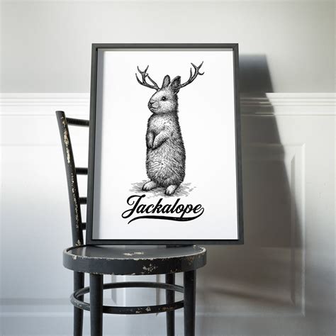 Adorable Jackalope Wall Art Print Etsy