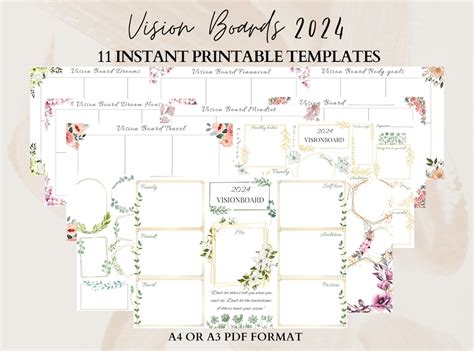 2024 Vision Board Kit Printable Vision Board 2024 Dream Board