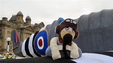 Life Size Spitfire Created From Crochet Installed In Southport To Mark