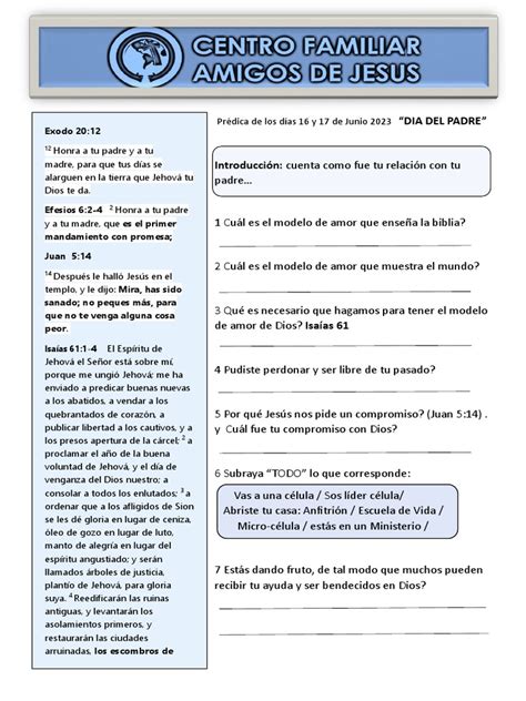 Prédica De Los Días 16 Y 17 De Junio 2023 Estudio Pdf