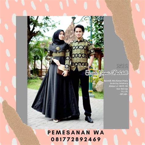 Model Baju Gamis Batik Couple Sarimbit Kombinasi Kemeja Lengan Panjang
