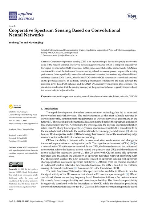 Pdf Cooperative Spectrum Sensing Based On Convolutional Neural Networks