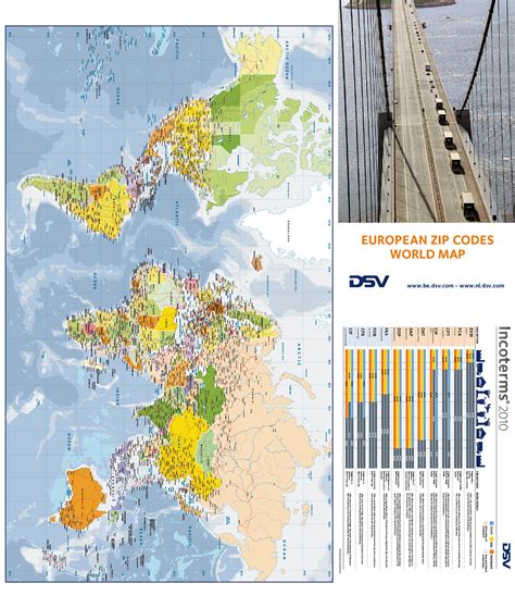 Mapa de Códigos postales de Europa y mapamundi DSV Bélgica y Países