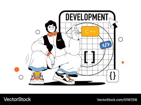 Development Outline Web Modern Concept In Flat Vector Image