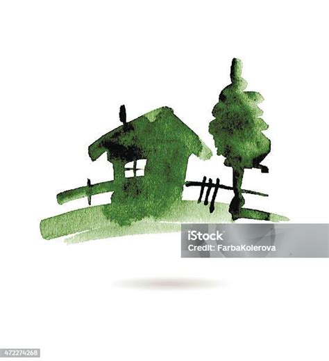 그림 저장 홈화면 컨셉입니다 벡터 일러스트레이션 워터컬러 수채화에 대한 스톡 벡터 아트 및 기타 이미지 수채화 집 2015년 Istock