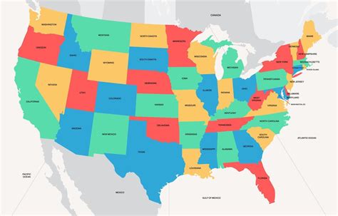 Mapa De Estados Unidos Con Nombres Para Imprimir En P